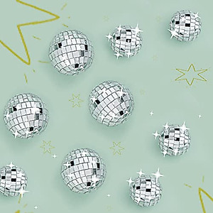 30pcs Disco Ball Cupcake Toppers, Disco Ball with Bamboo Sticks Disco Theme Cake Toppers for Cake Decorations Cupcake Decor Dessert Accessories Disco Party (Silver)