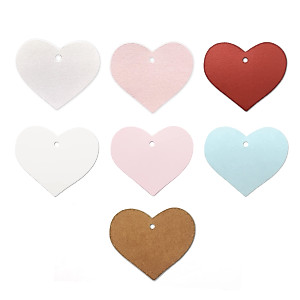 LWR CRAFTS 100 Hang Tags Heart with Jute Twines 100ft (2 3/8" x 2 3/16", Light Pink)