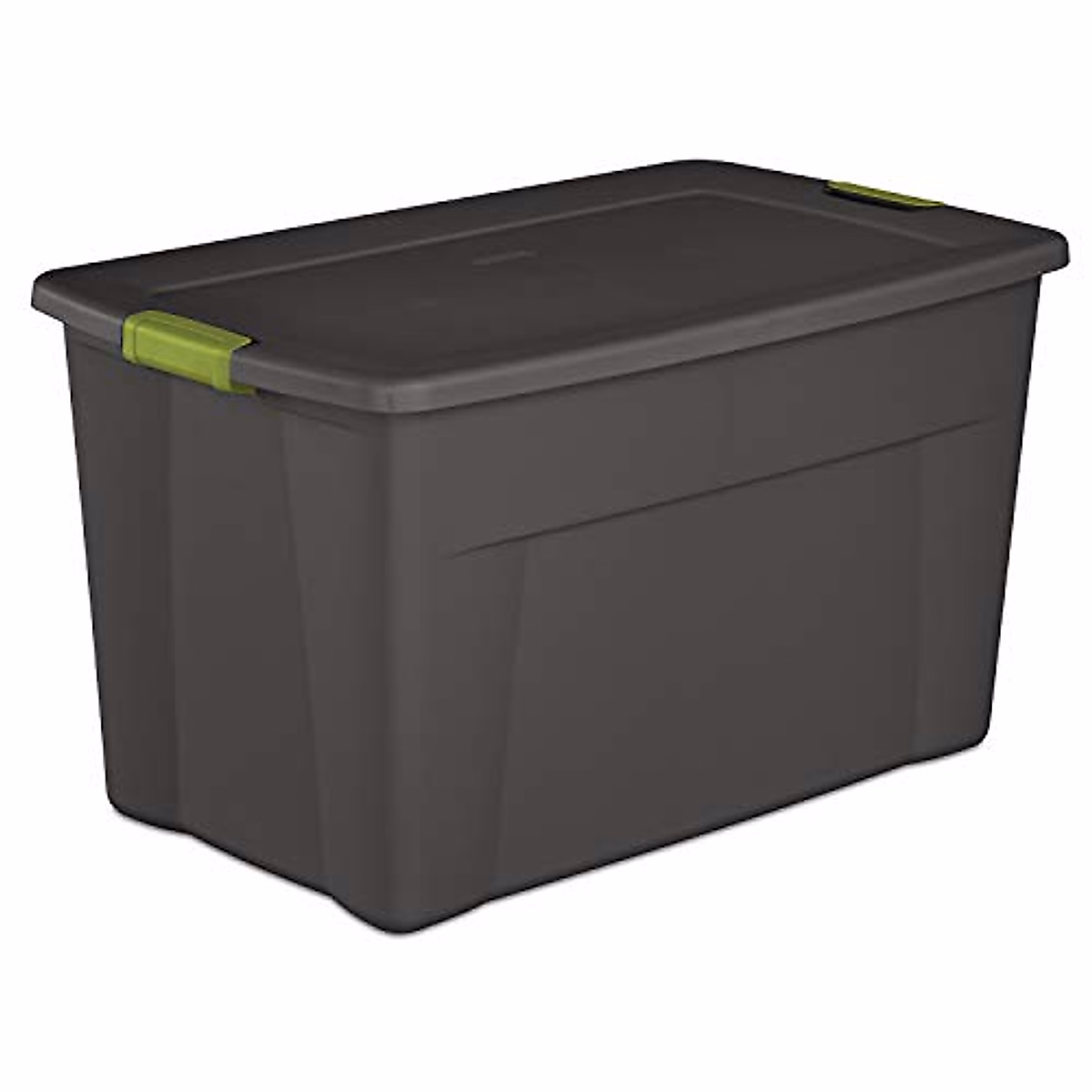 Sterilite 19453V04 35 Gallon/ 132 Liter Latch Tote, Flat Gray Lid & Base w/ Soft Fern Latches, 4-Pack