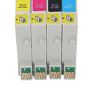 Hilitand 4PCS Ink Cartridge Smoothly Ink Output Large Capacity 4 Colors BK C M Y Cartridge Combo Pack for Printer Accessories (T0561/T0562/T0563/T0564)