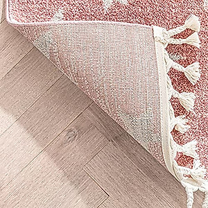 Well Woven Kosme Pink Geometric Star Pattern Stain-Resistant Area Rug (5'3" x 7'3")