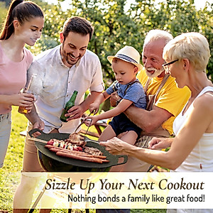 FRESHY CHEF Korean Grill Pan - 15 Inch Non-Stick Aluminum Korean BBQ Grill Pan with 2 Wooden Holders, Rack, and Storage Bag - Lightweight Aluminum Griddle Pan for Stove Top, Induction, Camp Fire