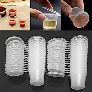 WellieSTR 500 PACK 35ml Mini Plastic Disposable Portion Cups With Lids