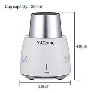 YJHome Cooler Cup Electric Cooling Cup Holder Plug in Mini Desk Refrigerator Portable Mug for Beverage Cola Beer Wine Drink Chiller 350ML, White