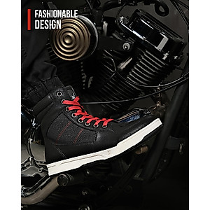 BORLENI Motorcycle Riding Shoes Road Street Motocross Protective Boots for Men, Casual Breathable Powersports Shoes