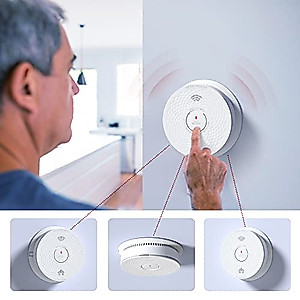Siterlink Hardwired Interconnected Smoke Detector Carbon Monoxide Detector Combo, 2 in 1 Smoke and CO Detector with 2 AA Batteries Back Up, AC Smoke and CO Alarm, Voice Alert, Self-Check, 6 Pack