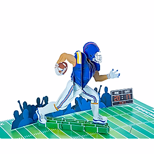 WOWPAPERART Touchdown Football Player - 3D Pop Up Greeting Card For All Occasions - Love, Birthday, Christmas - Personalized, Thick Envelope