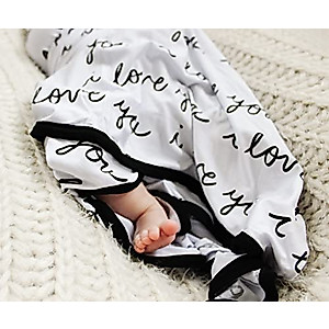 NODNAL CO. Baby Swaddle Blanket - Large Premium Viscose from Bamboo - 46in x 46in Baby Girl/Boy Infant Swaddling Wrap Receiving Blanket - Gender Neutral Baby Shower Newborn Gift (I Love You)