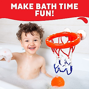 Kid Bath Toys Bathtub Basketball Hoop and 3 Balls Set by 4U2BUY – Strong Suction Cup Bath Toys for Kids – Bathroom Ball Shooting Game for Kids