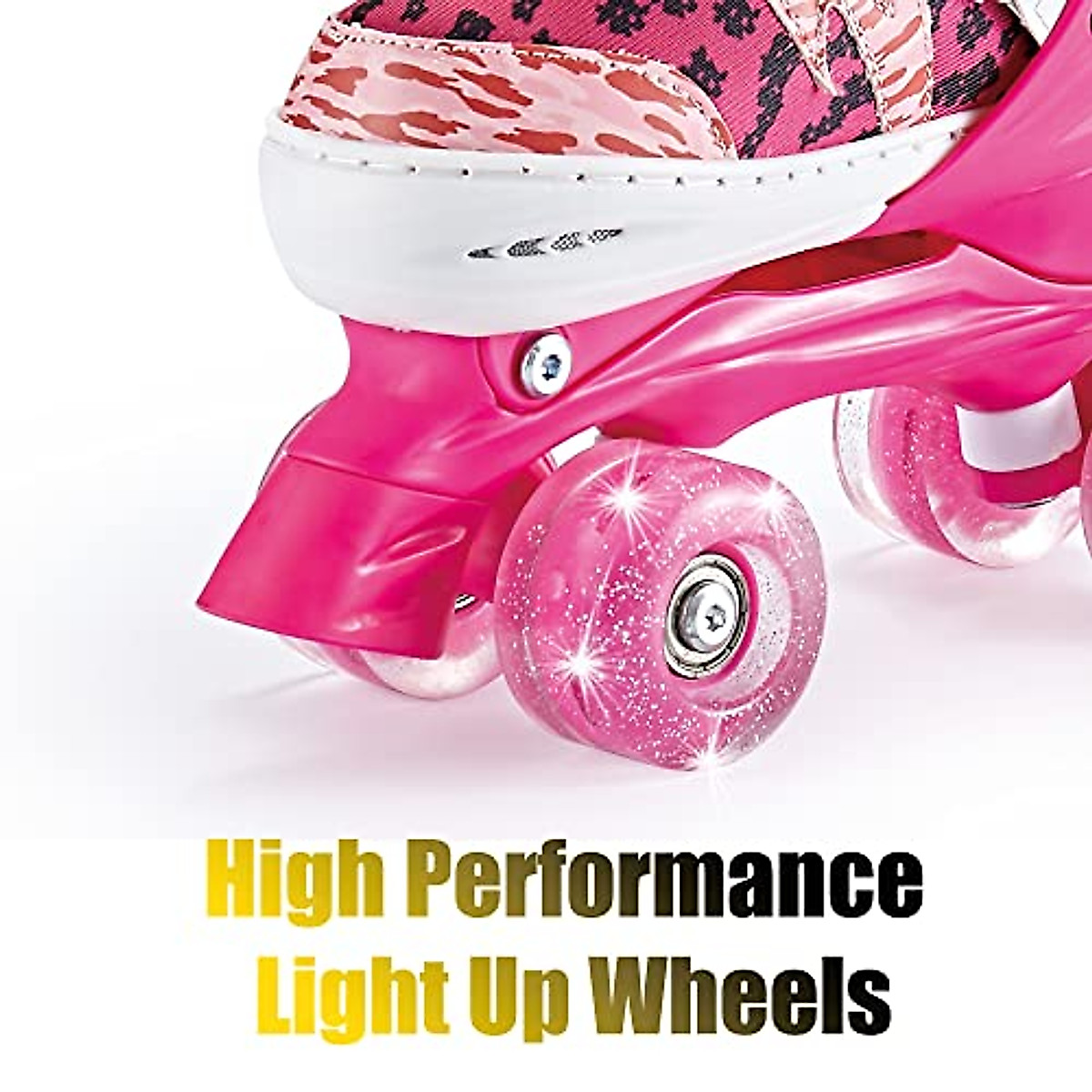 Think Gizmos Girls Roller Skates - Comfort Fit Adjustable Boot Size (1-4), Light Up Wheels, Super Smooth Rolling, Adjustable Straps, Suitable for Indoor and Outdoor Skating - Pink