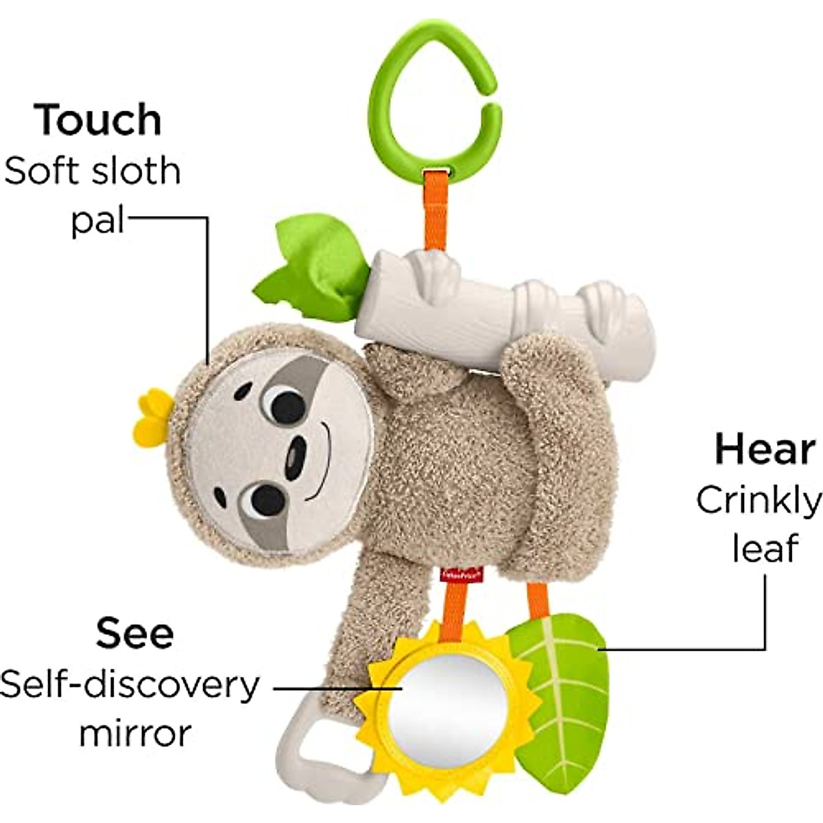 Fisher-Price Baby Toy Slow Much Fun Stroller Sloth With Motion & Sensory Details For Newborn Take-Along Play