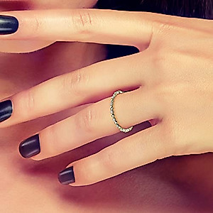 4K Gold Plated Wedding Band for Women Thin Stacking Ring Zirconia Engagement Ring Mid Rings (Gold, 10)