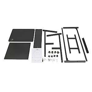 Mobile Stand Up Lectern Podium with Wheels, Portable Heavy Duty Height Adjustable Desk, Ergonomic Ambidextrous Steel Frame for Church Pulpit, Classroom Lecture Speech (Black)