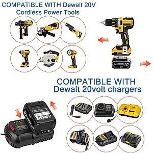 2 Packs 20V 6.5Ah Replacement Battery Compatible with Dewalt 20V Battery Max XR Lithium-ion DCB200 DCB204 DCB206 DCB180 DCD985B DCD771C2 DCS355D1 DCD790B Cordless Power Tools
