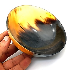 AYZCORP Shaving & Serving Bowl Natural Yak Horn Shaving Soap Bowl Shaving Cup for Men Real Horn Shave Bowl Lathering Up Shaving Soap Cup Bowls.Gift for Husband Boyfriend 5”RoundX2”deep