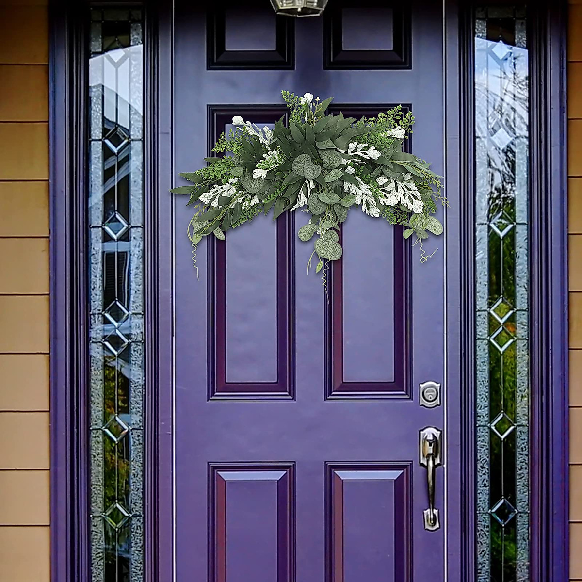 MOOVGTP Artificial Eucalyptus Floral Swag, 23.6in Artificial Mixed Eucalyptus Leaves Swag Wedding Arch Flowers Front Door Decorative Swags for Wedding Arch Home Garden Decor