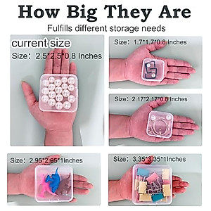 Pure Future 32 Pieces Small Plastic Bead Storage Containers and Organizer Transparent Boxes with Hinged Lid, Clear Craft Supply Box for DIY Art Craft Accessor, Jewelry, Diamonds(2.5*2.5*0.8 Inches)