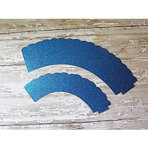 Royal Blue Glitter Cupcake Wrappers Party Dessert Decorations Standard and Mini Holders Set of 12