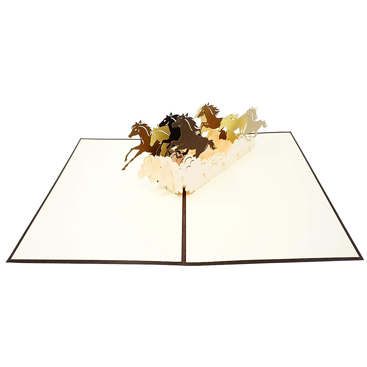 Wild Galloping Horses - 3D Pop Up Greeting Card For All Occasions - Love, Birthday, Graduation, Congrats, Goodluck, Retirement, Sympathy - Message Note for Personalized - Thick Envelope, Fold Flat