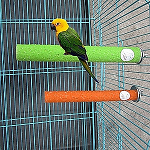 Bird Cage Perch Stand Wooden Paw Grinding Toy Chew Toys for Bird Parrot Macaw African Greys Budgies Parakeet Cockatiels Conure Lovebird Cage Hanging Accessories