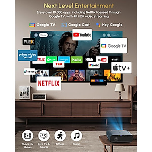HD Smart Wi-Fi Portable Projector Android 5000+ Apps, 7000Lumen LCD Bluetooth Movie Projectors Home Entertainmen,Compatible with HDMI USB VGA Netflix Prime Video Wireless Cast Smartphone Projector