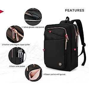 Swissdigital Katy Rose Laptop Backpack Purse For Women，With USB Charging Port Computer Work Backpack ,Fits 15.6Inch Laptop Travel Casual Bag