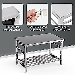 Stainless Steel Folding Table for Prep & Work 48x30 Inches, NSF Commercial Foldable Kitchen Heavy Duty Table with Undershelf for Restaurant, Home and Hotel