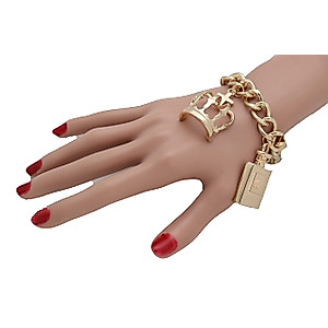 TrendyFashionJewelry Women Gold Queen Crown Bracelet - Metal Chain Fashion Lipstick Perfume Infinity Shoe Charm