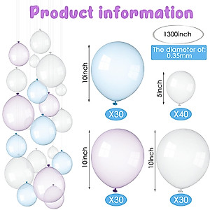 130 Pcs Transparent Balloons Clear Blue Purple Balloons Under The Sea Party Decorations Clear Bubble Mermaid Party Decoration Balloon for Birthday Party Wedding Supplies (10 Inch, 5 Inch)