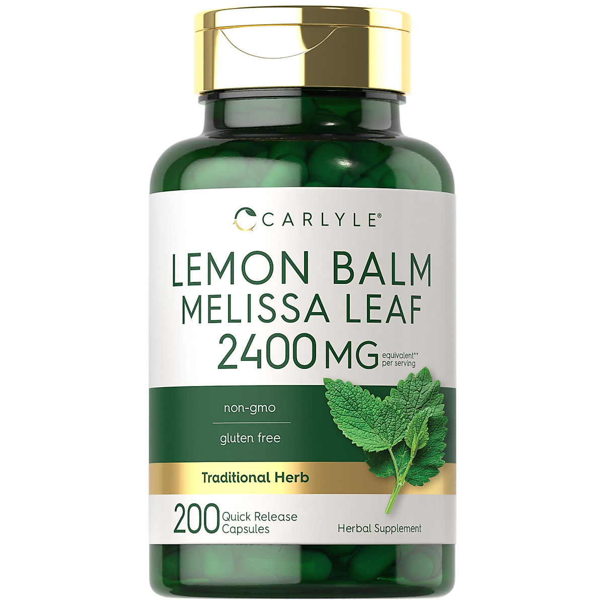 Carlyle Melissa Lemon Balm | 200 Capsules | Non-GMO and Gluten Free Formula | Melissa Leaf Traditional Herbal Supplement | Super Concentrated Extract