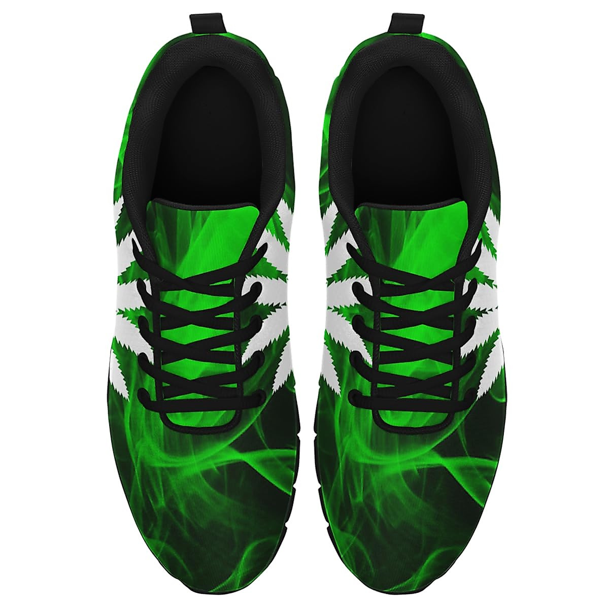 Marijuana Print Pot Leaf 420 Weed Lightweight Running Shoes Outdoor Fashion Sneaker for Men Women Black Size 10