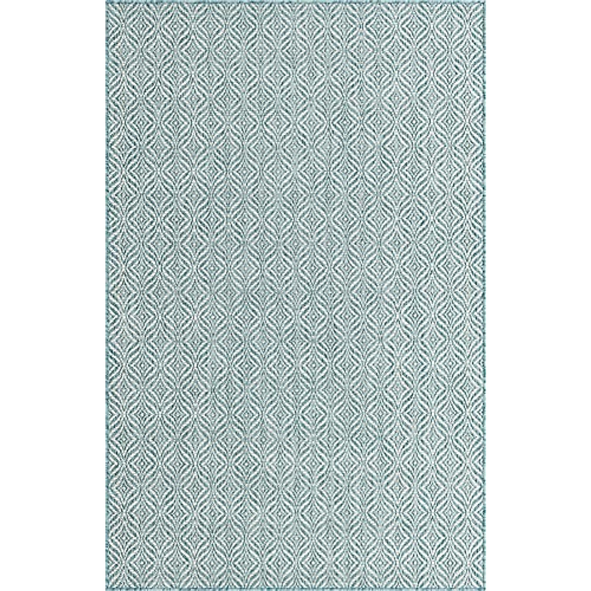 Unique Loom Trellis Collection Area Rug-Modern Geometric Flatweave Design, Moroccan Inspired for Indoor/Outdoor Décor, 5 ft x 8 ft, Aqua/Ivory