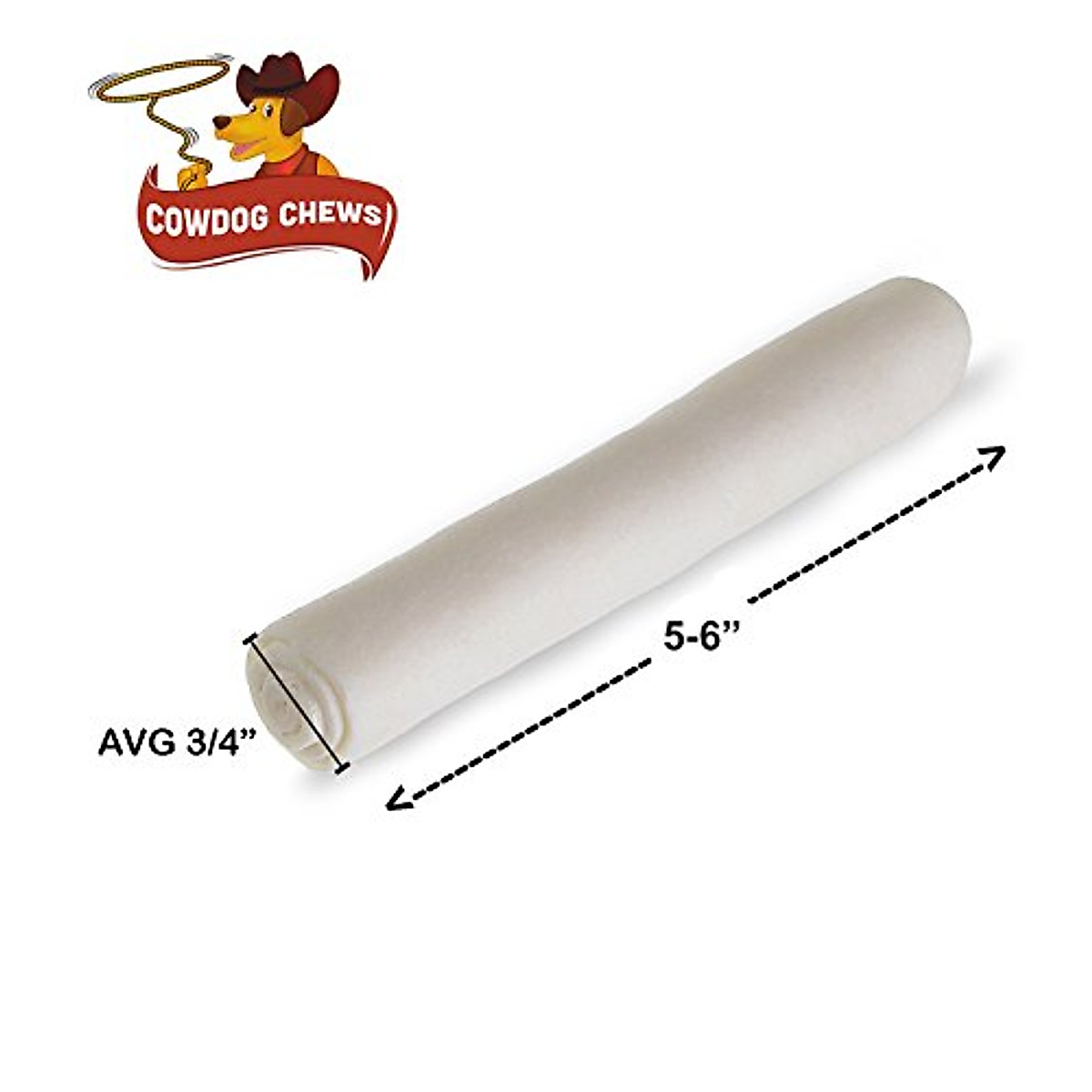 Cowdog Chews 5-6 Inches Rawhide Retriever Roll - Chewing Dog Treat, 100% Natural - Natural Grass Fed Livestock Sourced (50 Pack)