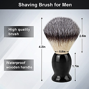 Bassion Shaving Brush for Men Wet Shave Using Shaving Cream & Soap, Wood Handle Hair Salon Shave Brush for Safety Shaving Razor, Straight Razor, Father's Day Gifts for Him Dad Boyfriend (Black)