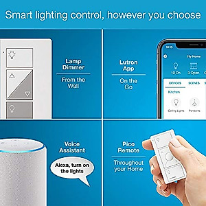 Lutron Caseta Smart Start Kit for Lamps, Plug-In Lamp Dimmer with Smart Bridge and Pico remote, Compatible with Alexa, Apple HomeKit, and the Google Assistant | P-BDG-PKG1P | White