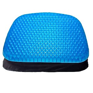 GHEMYULP Gel Seat Cushion,Office Chair Car Wheelchair Seat Cushion for Long Sitting,Cooling Seat Cushion Honeycomb Design with Non-Slip Cover,Pressure Relief(Arc:16.5 x 15.0 x 1.9 inches)
