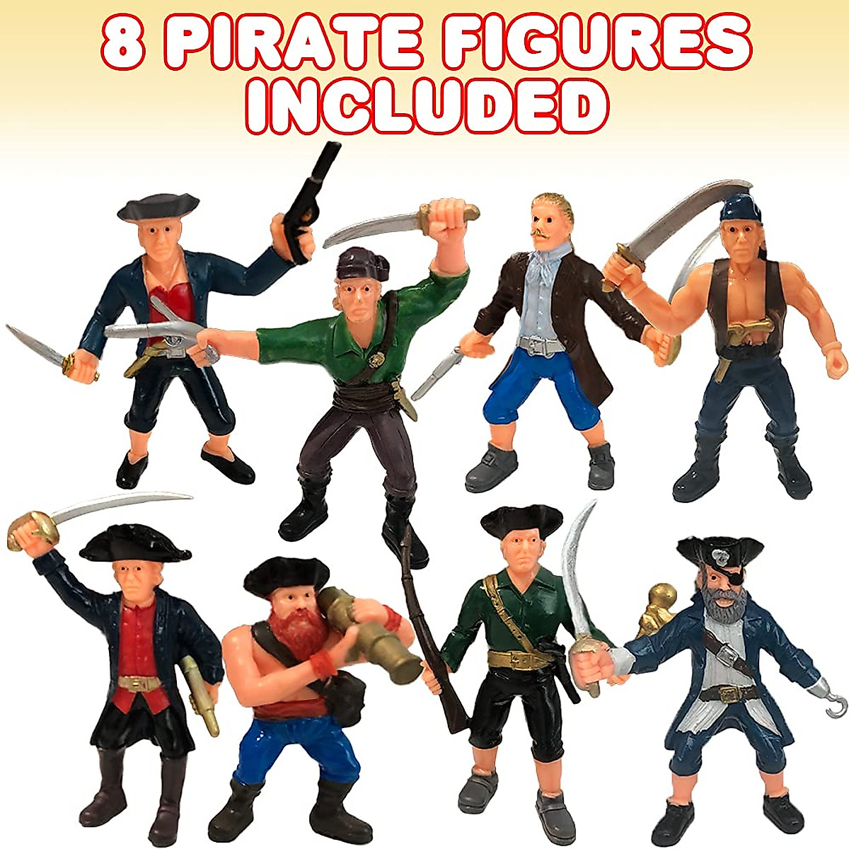 ArtCreativity Pirate Action Figure Playset, Set of 8 Legendary Plastic Figures in Assorted Poses, Cool Pirate Toy Set for Kids, Great Birthday Gift Idea for Boys and Girls