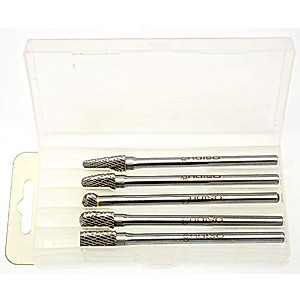 OSIDU Carbide Burrs Set 5pcs Extra Long Shank Carbide Rotery Burr File Double Cut 1/4 Inch Shank Long Burr Bits For Die Grinder Bits