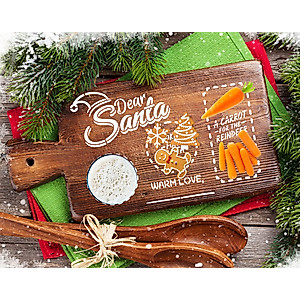 Christmas Santa Tray Stencils for Painting on Wood,Reusable Xmas Dear Santa Tray Stencil Drawing Templates for Serving Tray/Plate/Round Wood