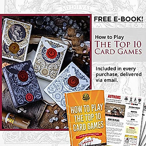 Medieval Playing Cards - Professional Poker Cards in Period-Authentic Middle Ages Designs - Black Edition - Great for Magic, Cardistry, Gameplay - Deck of Cards for Kids & Adults Free Card Game E-book