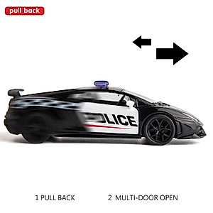 RMZ City Compatible for 5" Diecasting Alloy Car Model Gallardo Police Car Toy Car, Pull Back Vehicles Toy Car for Toddlers Kids Boys Girls Gift