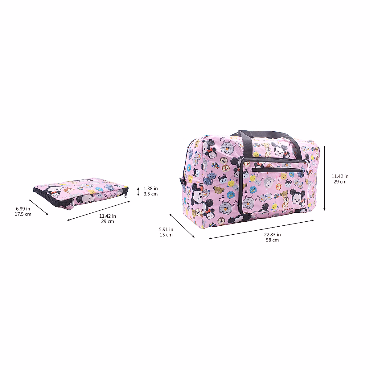 Mickey Minnie Foldable Easy-to-carry Travel Bag for airplanes with adjustable strap - Random Color