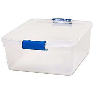 HOMZ Heavy Duty Modular Stackable Storage Tote Containers with Latching Lids, 15.5 Quart Capacity, Clear, 8 Pack