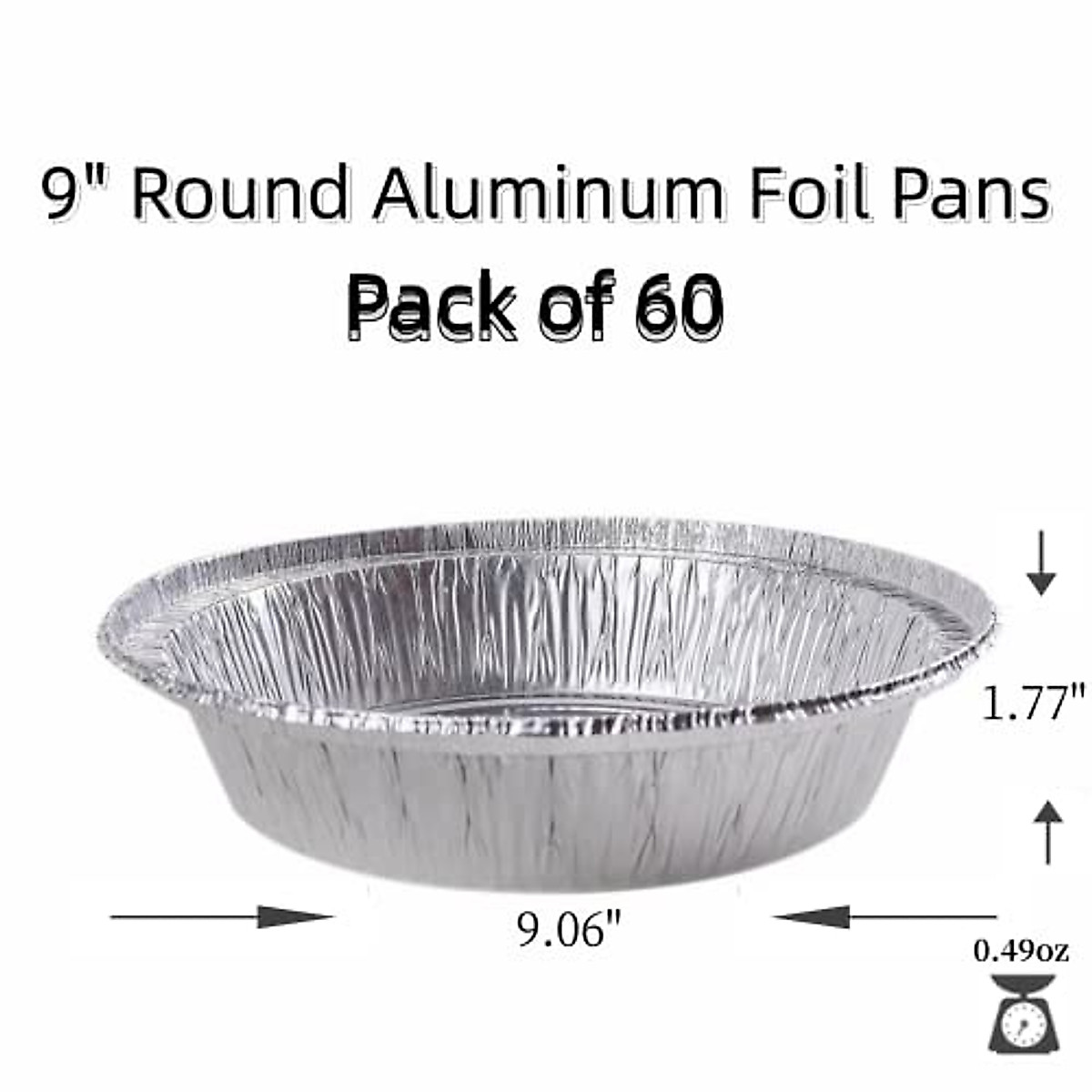 LUCKMETA 9'' Inch Round Tin Foil Pans Disposable Aluminum Pans with Clear Lids (60 Pack), Freezer & Oven Safe - For Baking, Cooking, Storage, Roasting, & Reheating, Recyclable, Pack of 60