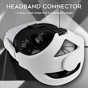 Seltureone Head Strap Compatible for Quest 2, Adjustable Comfortable Strap with Head Cushion, Reduce Pressure for Quest 2 Headset, with VR Lens Protect Cover Dust Proof Cover, Gray White