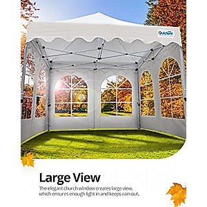 Quictent Ez up 10'x10' Pop up Canopy Tent with Sidewalls Commercial Party Wedding Event Gazebo Tent Waterproof, Full Truss Structure, 4 Sidewalls with 4 Entrances & Large Clear Church Windows (White)