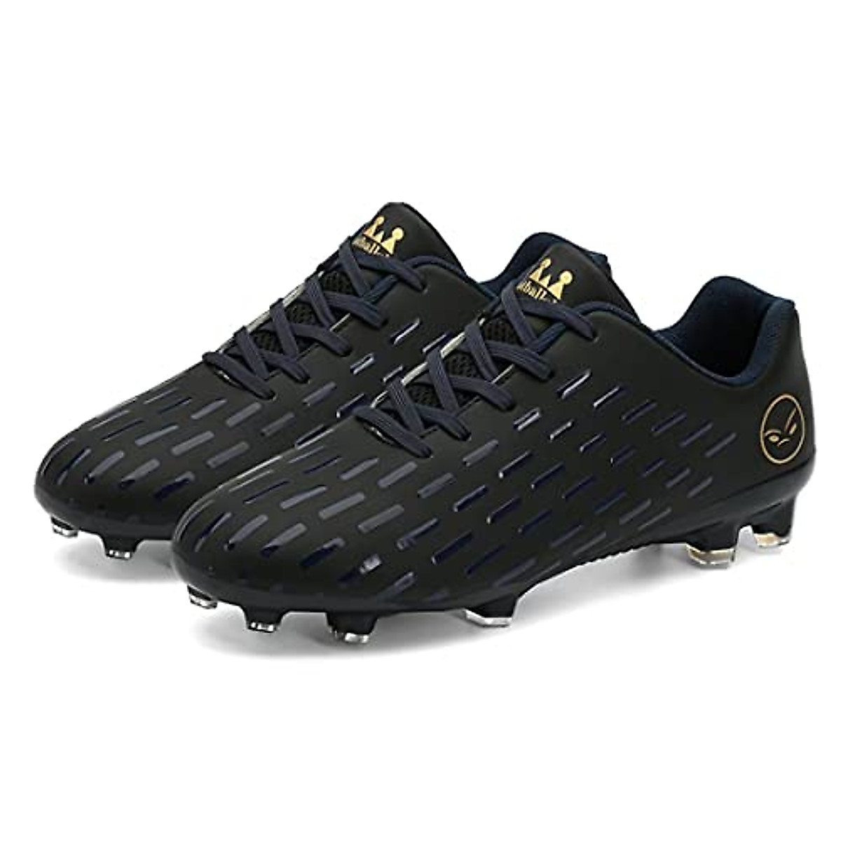 TOLLN Men Firm Ground Outdoor Soccer Cleats Youth Football Shoes SC22035-Black-41