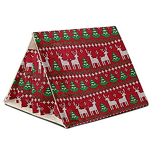 enheng Small Pet Hideout Red Christmas Knitting Pattern Hamster House Guinea Pig Playhouse for Dwarf Rabbits Hedgehogs Chinchillas
