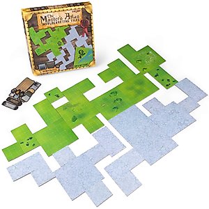 Stratagem The Master's Atlas Grid Tiles-Reversible Dry Wet Erase Battle Map for 3D DND-RPG Tabletop RPG Scenery-Dungeons Dragons Pathfinder- Tabletop Grid| Grass/Stone - 44 Tiles & 48 Tokens
