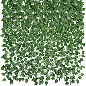 CEWOR 14 Pack 101ft Artificial Ivy Greenery Garland, Fake Vines Hanging Plants Backdrop for Room Bedroom Wall Decor, Green Leaves for Jungle Theme Christmas Party Wedding Decoration